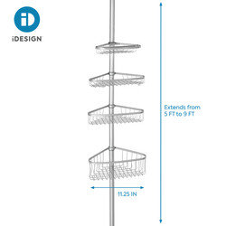 InterDesign iDesign Steel 4-Shelf Extendable Tension Shower Caddy, The York Collection -8" x 11 ...